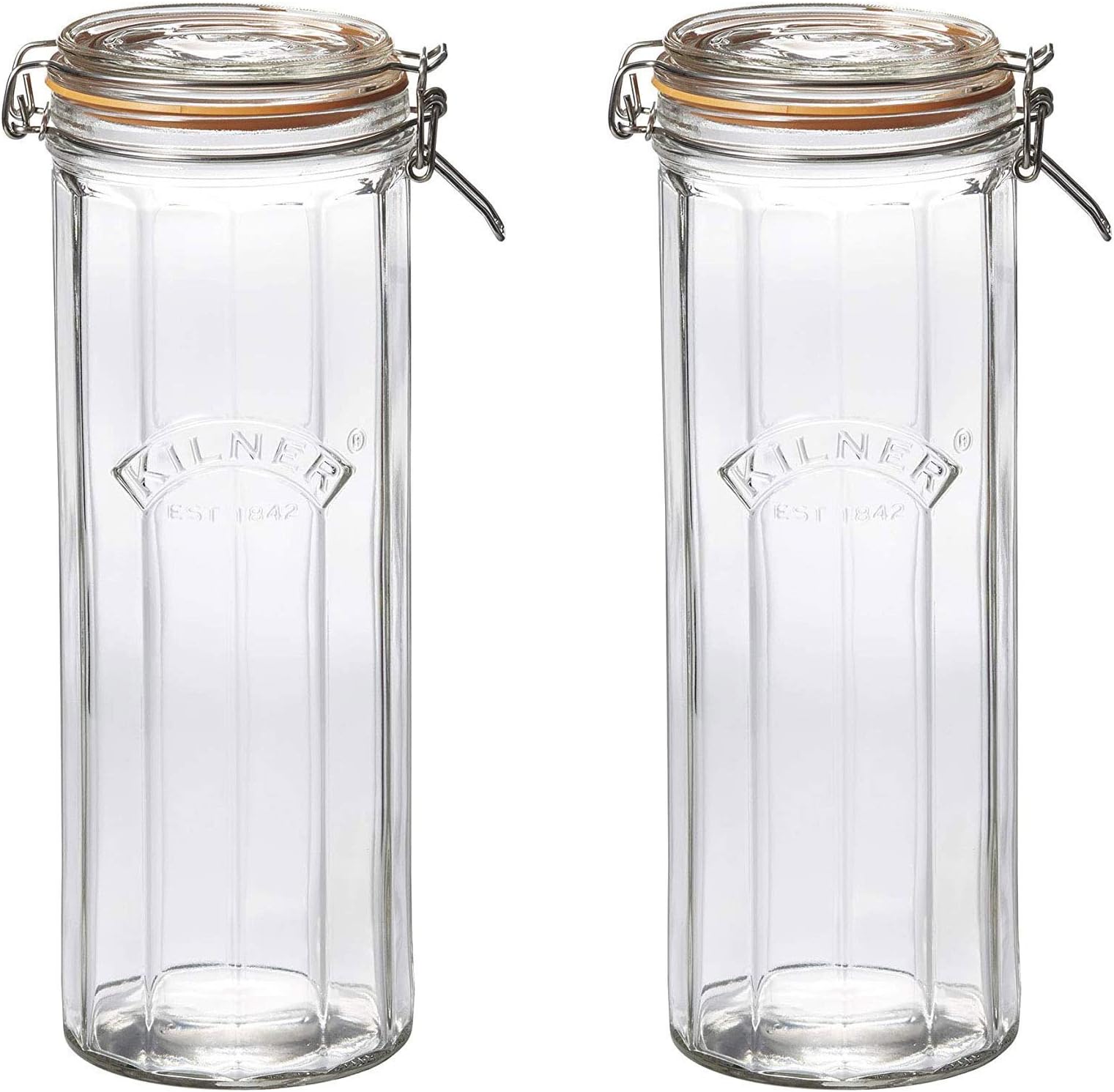Kilner Vintage Facetted Glass Clip Top Storage Jar 0.95 Litre Clear ...