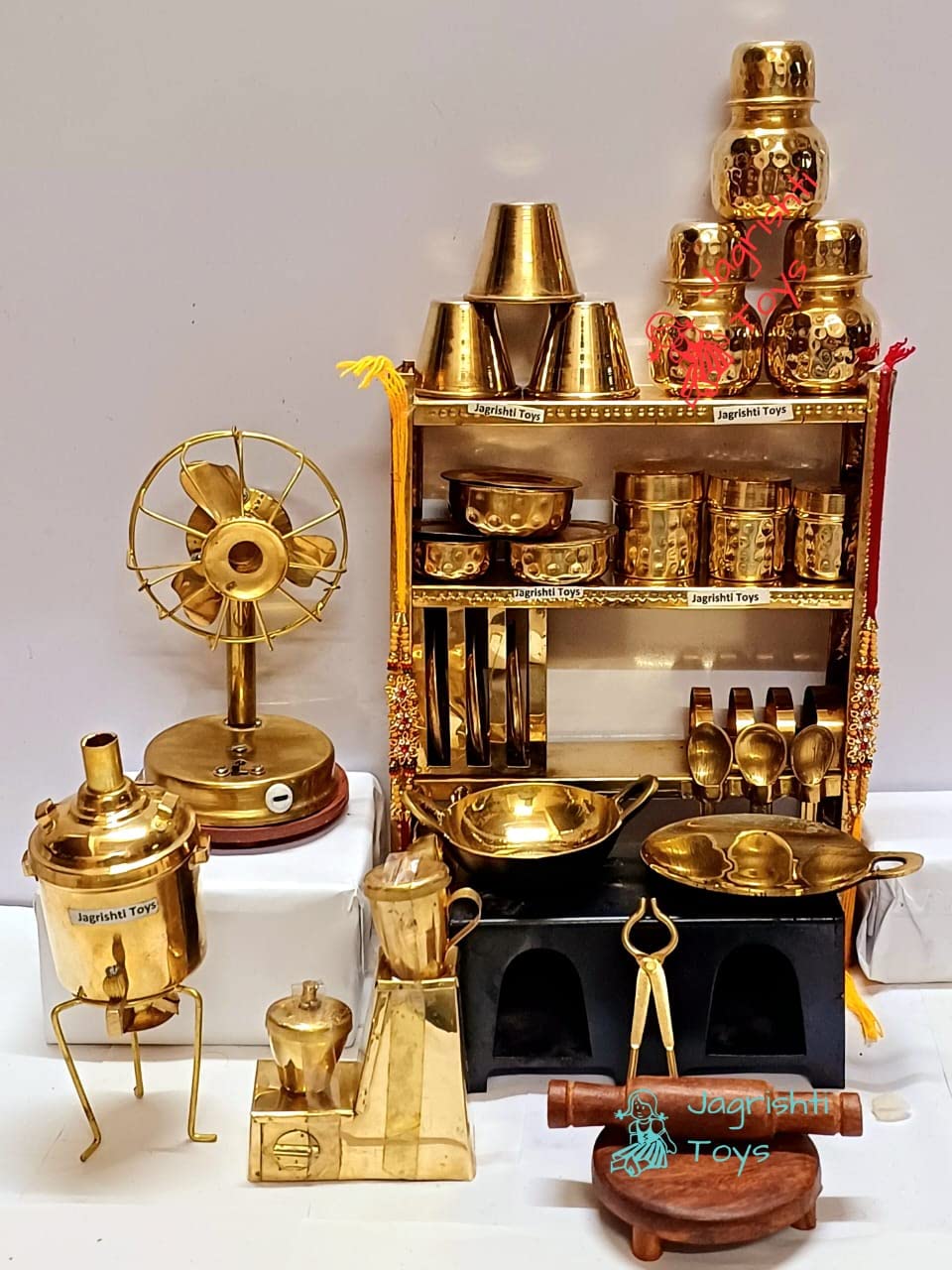 Buy Jagrishti Toys Edition 1.D Brass Miniature REAL COOKING Kitchen Set for Kids Girls| pital ke ...