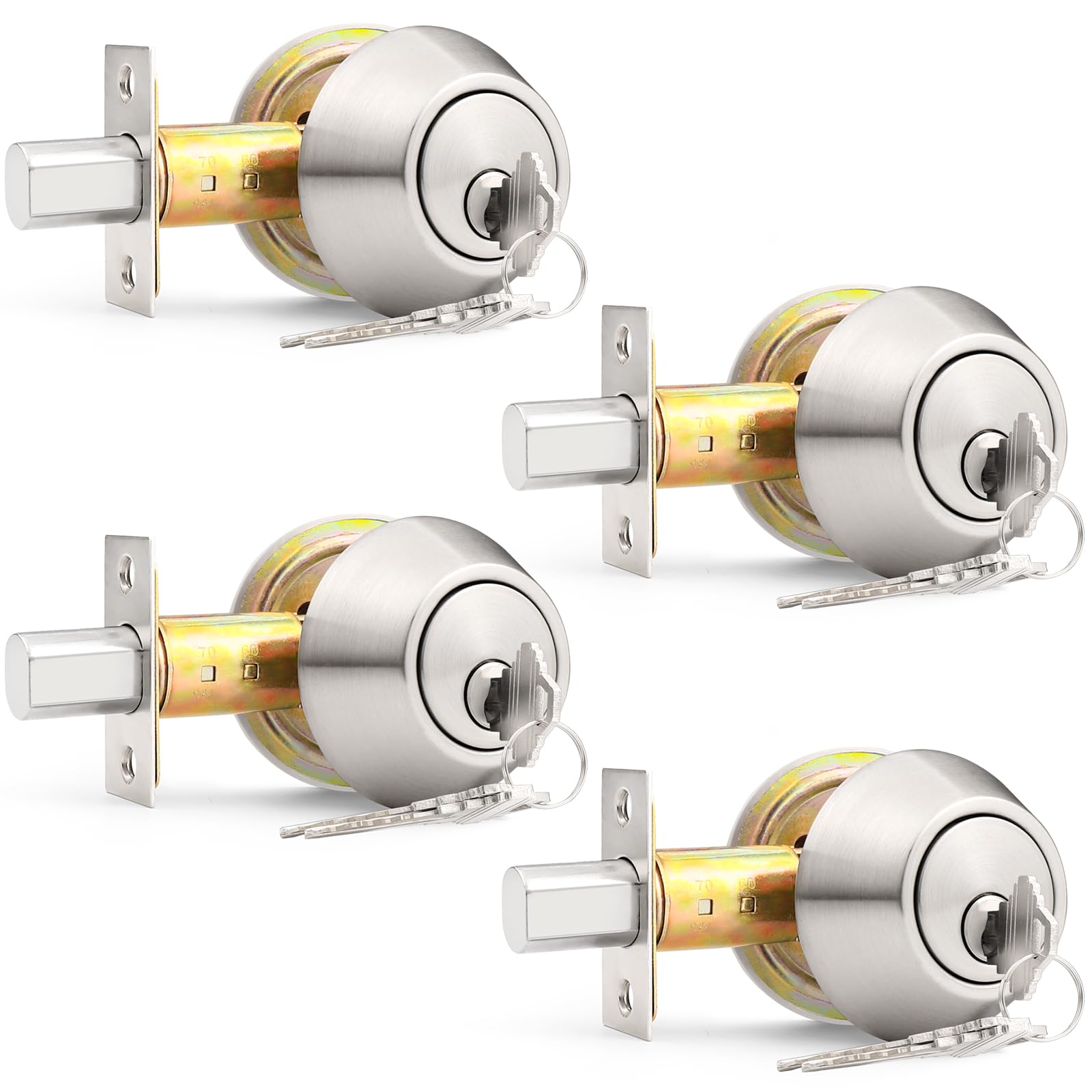 Probrico (4 Pack) Keyed Alike (Combo Packs) Single Cylinder Deadbolts ...