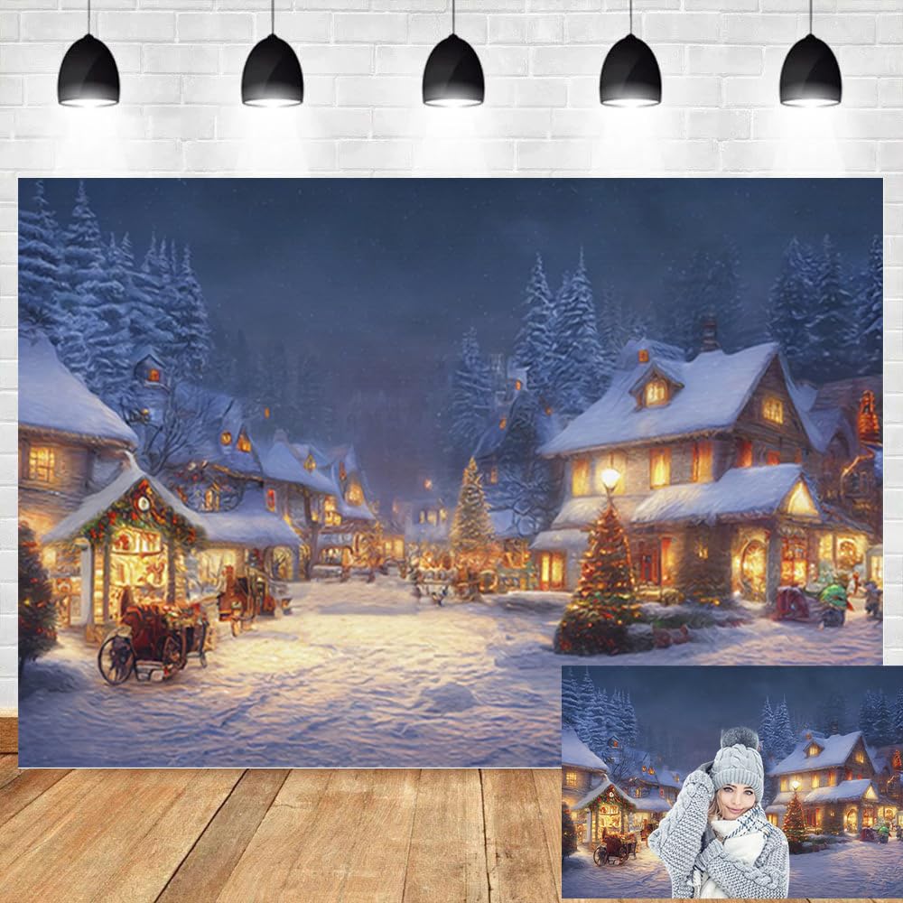 Amazon.com : DORCEV Cartoon Winter Night Scenery Photography Backdrop ...
