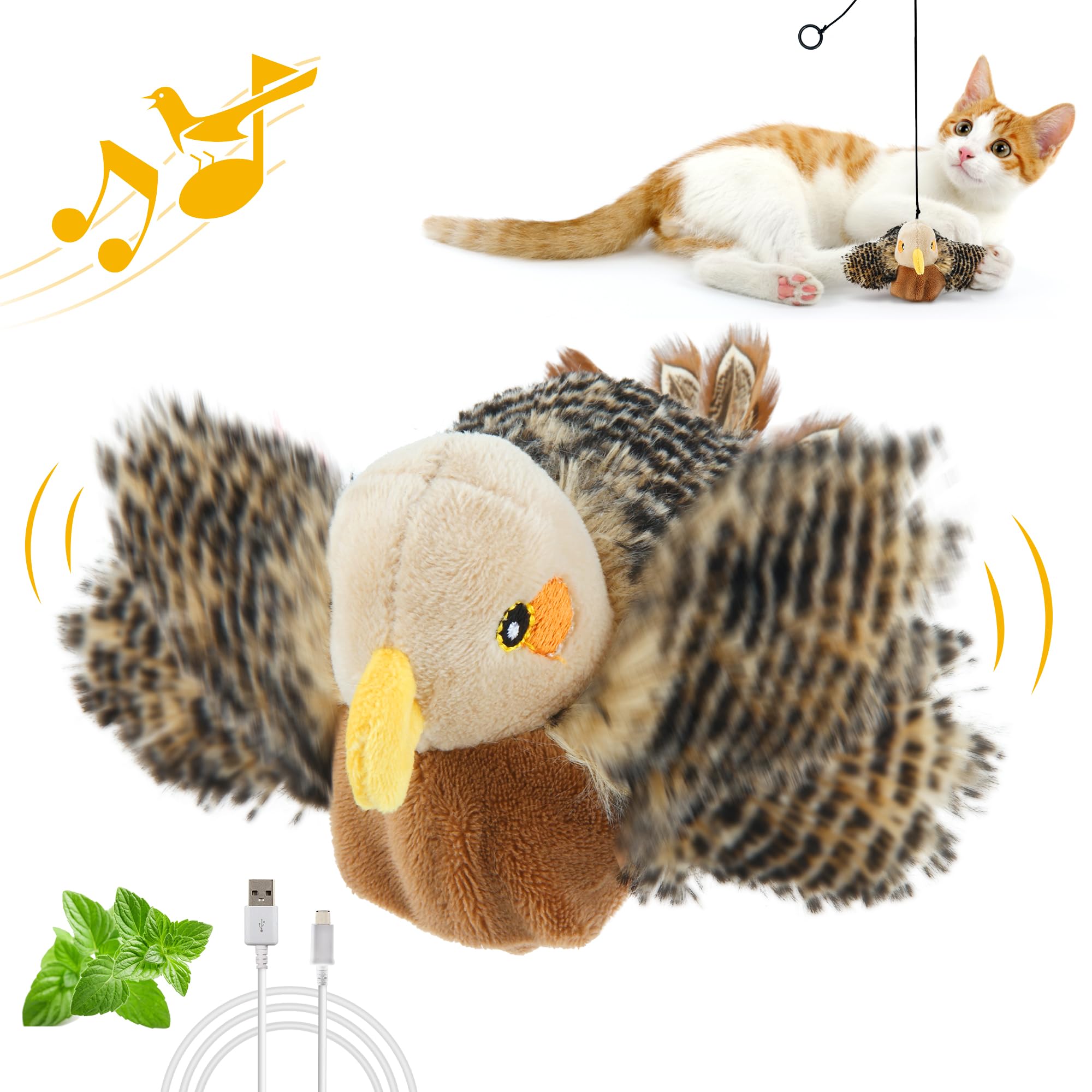 Gigwi Interactive Cat Toys for Indoor Cats, Automatic Flapping Bird Cat ...