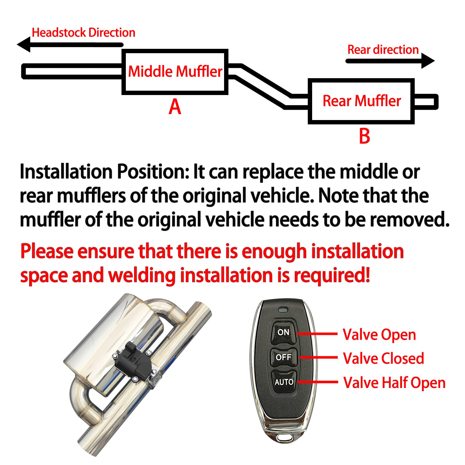 Snapklik.com : Peastorm 3 Inch Electric Valvetronic Exhaust Cutout