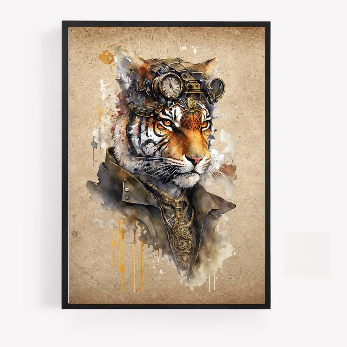 Steam punk steampunk tiger Print Picture Poster hipster dapper vinatge ...