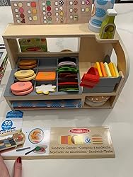 Melissa & Doug Wooden Slice & Stack Sandwich Counter with Deli Slicer ...