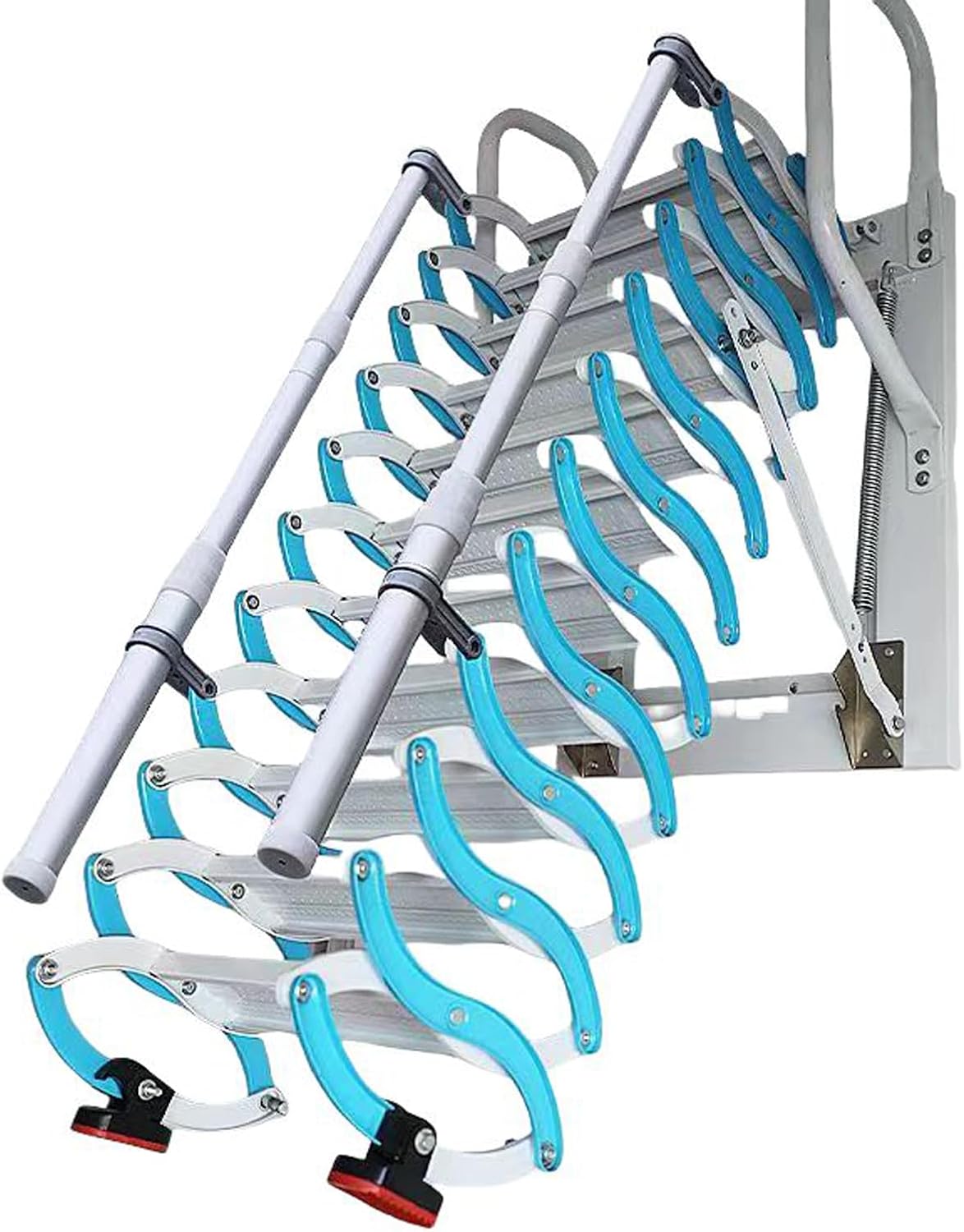 Wall-Mounted Folding Stairs, Folding Loft Staircase with Handrails ...