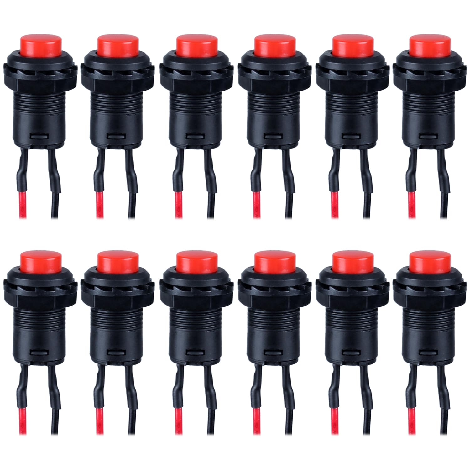 Snapklik.com : DMWD 12-Pack 12mm Mini Latching Push Button Switch AC ...