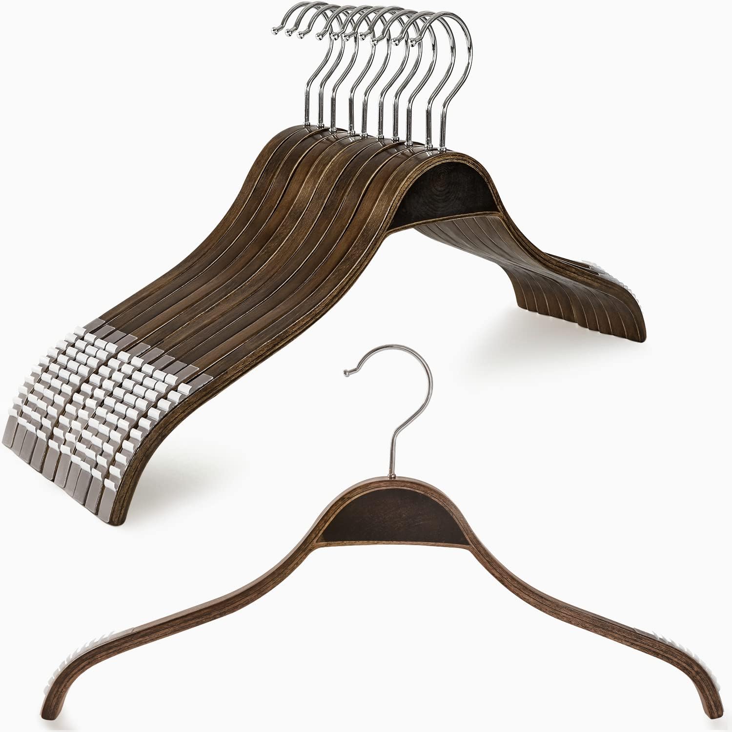 Amazon.com: TOPIA HANGER Slim Wooden Hangers with Extra Soft Non-Slip ...
