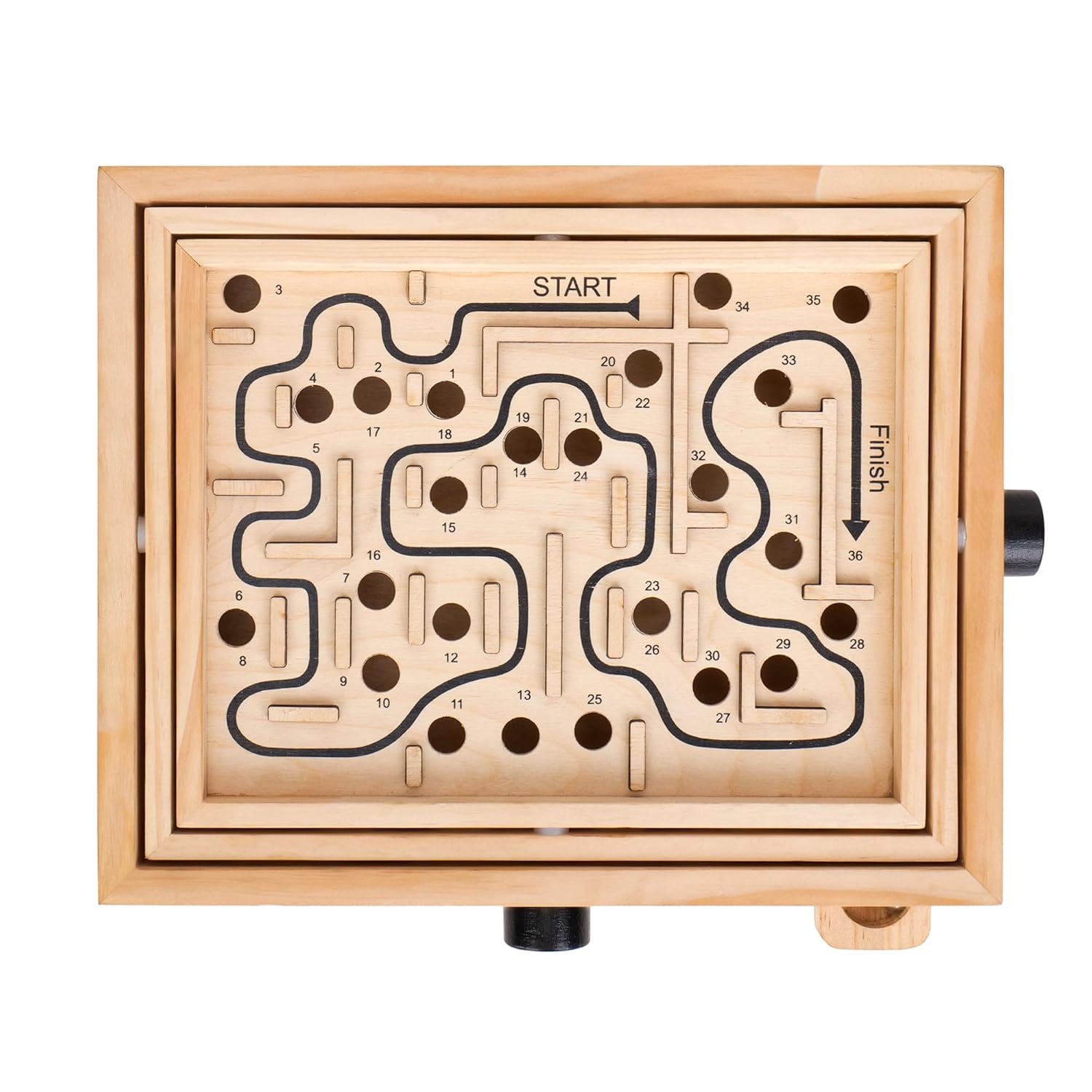 Kitbit Wooden Maze Game with Two Steel Marbles, Classic Wooden ...