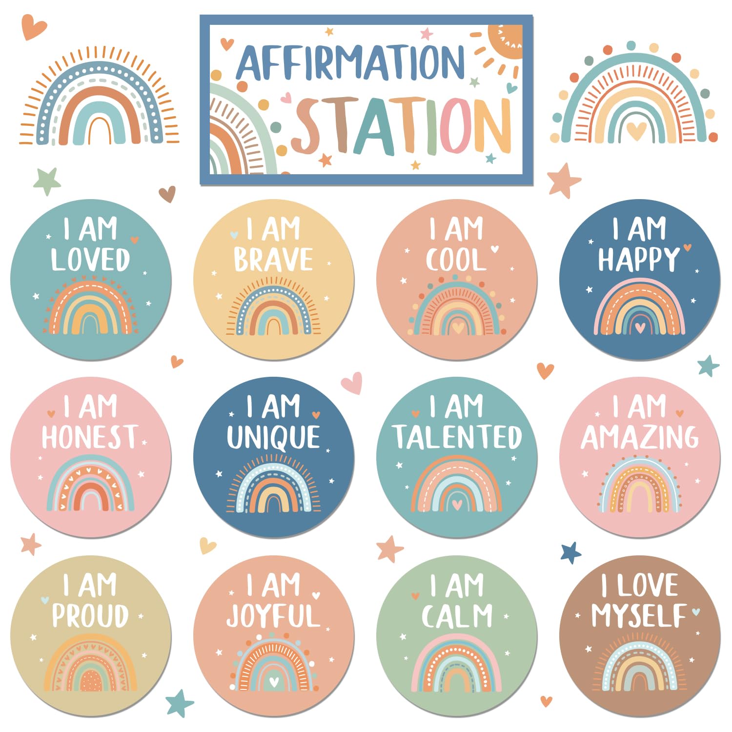 Amazon.com: Boho Affirmation Station Bulletin Board Set Rainbow ...