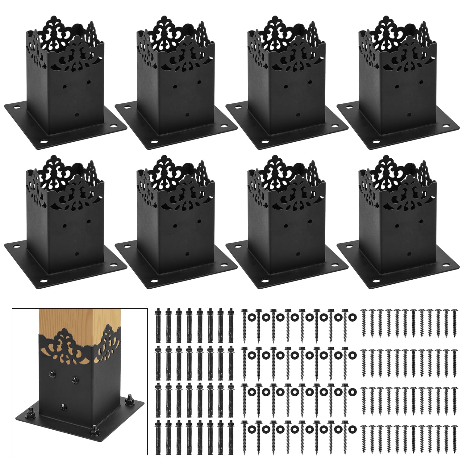 Amazon.com: WIMART Creative Design 4x4 Post Base, Square Bracket Post ...