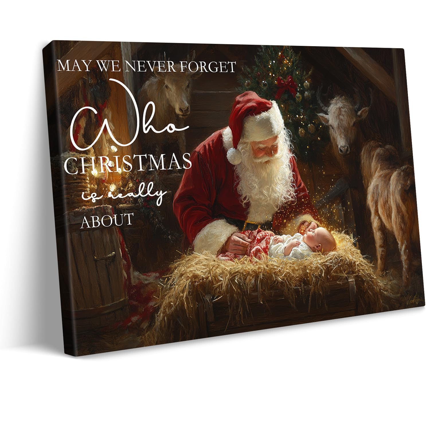 Amazon.com: vandlife Vintage Christmas Canvas Wall Art Santa Claus and ...