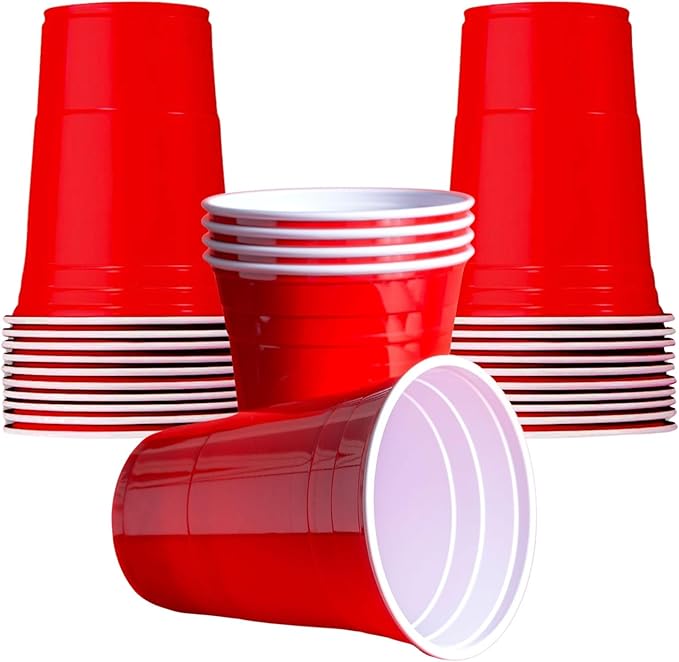 AmazCups Red Disposable Party Cups - 16oz Large Plastic Cups, Strong ...