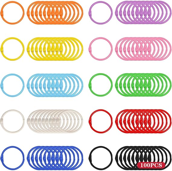 100PCS Metal Binder Book Rings, Colourful Index Card Rings 30mm Metal ...