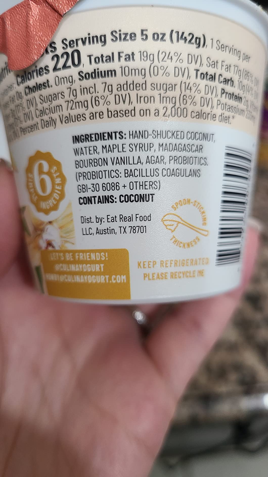Amazon.com: CULINA Bourbon Vanilla Coconut Yogurt, 5 OZ : Grocery ...