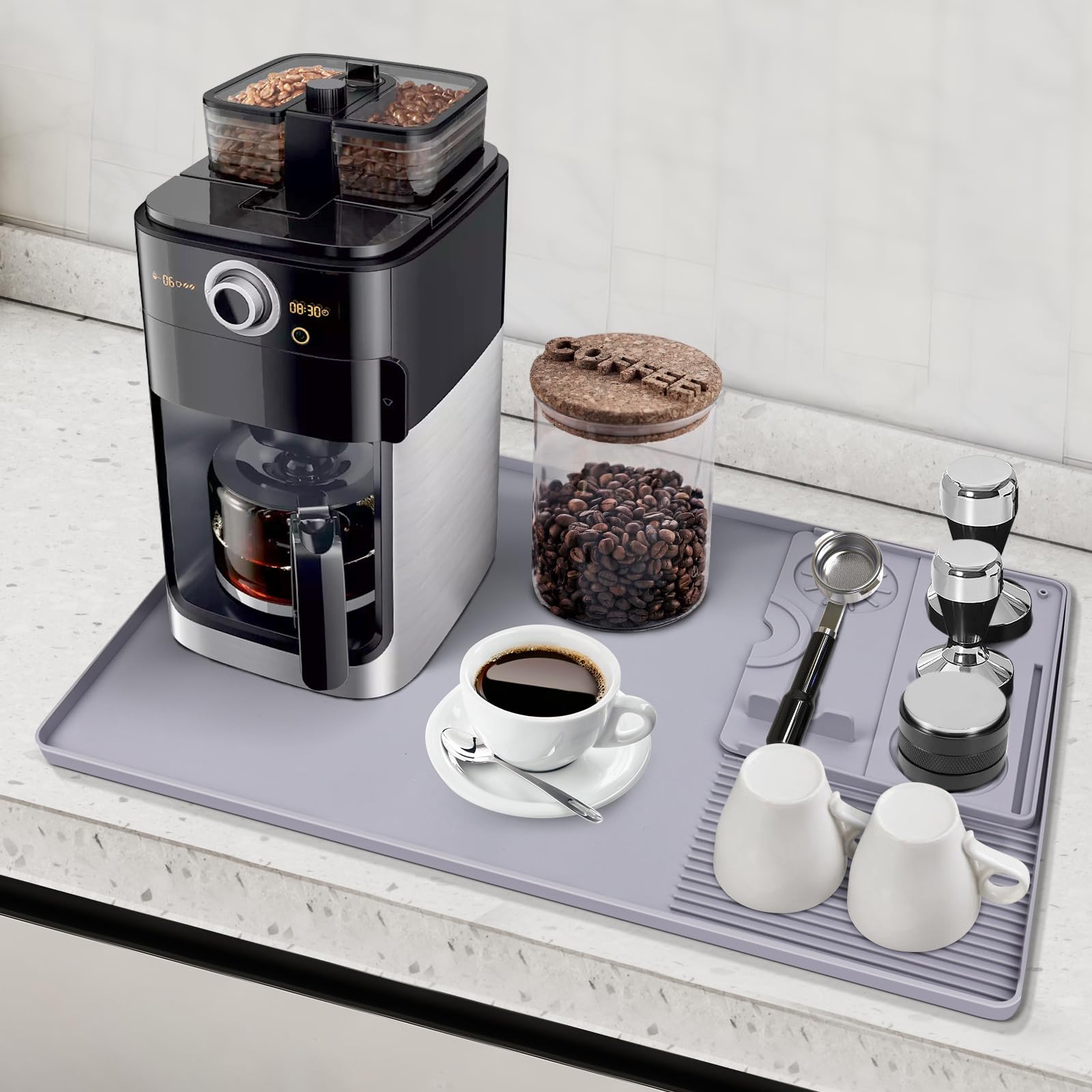 Amazon.com: LAIMIJIN Silicone Coffee Mat, Thick Coffee Bar Mat with ...