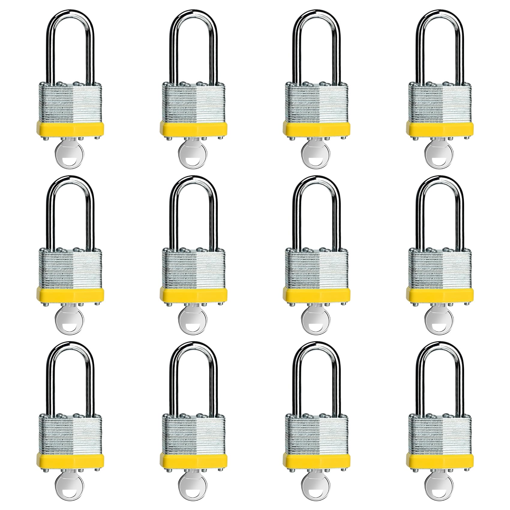 LQYN 12 Pack Laminated Keyed Padlock (1-9/16", 40mm), Keyed Alike Locks ...