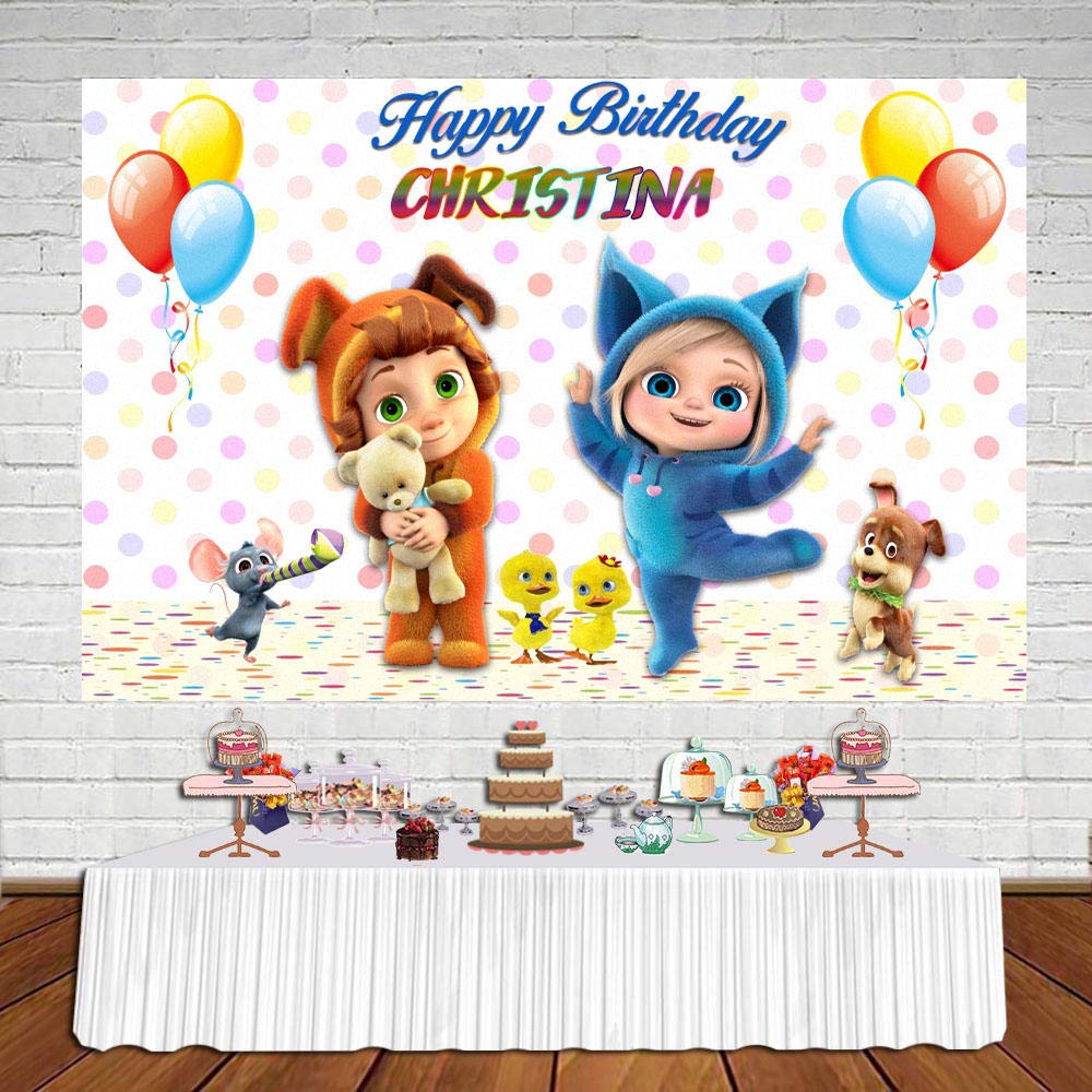 Cartoon Dave And Ava Birthday Backdrop 7 X 5 Ft | Desertcart Singapore