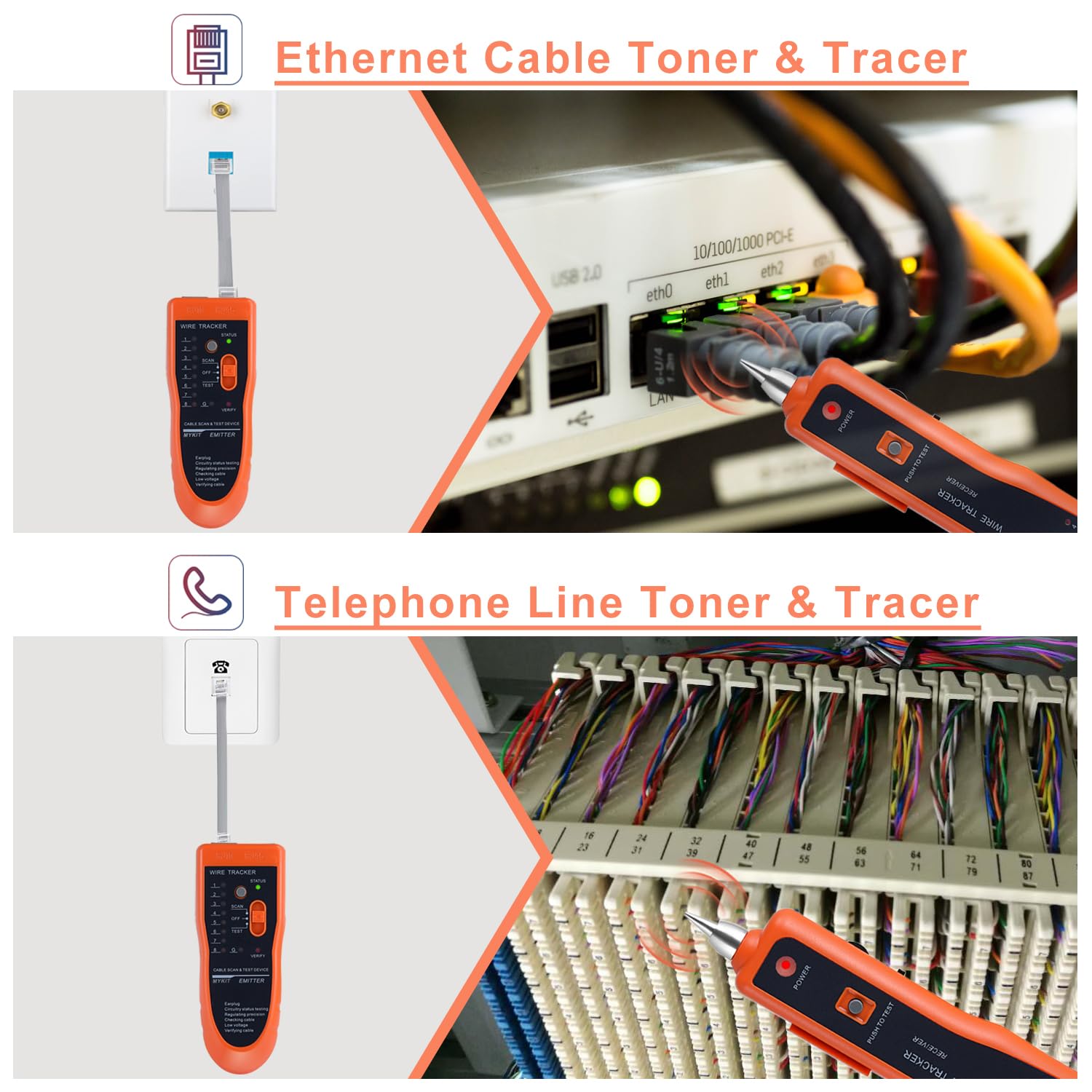 Buy mykit Ethernet Network Cable Tester Kit RJ11 RJ45 CAT5/5e CAT6 LAN ...