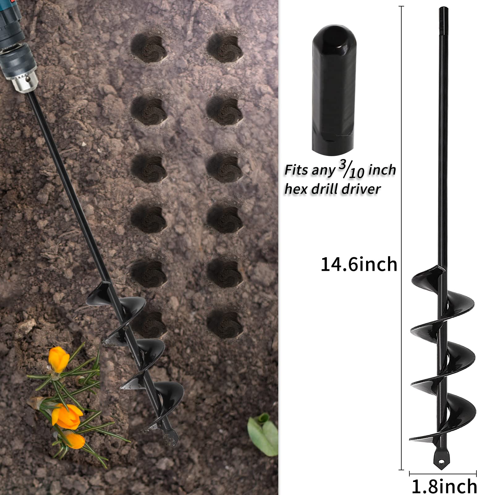 Snapklik.com : Auger Drill Bit 2x146inch Garden Plant Flower Bulb Auger ...