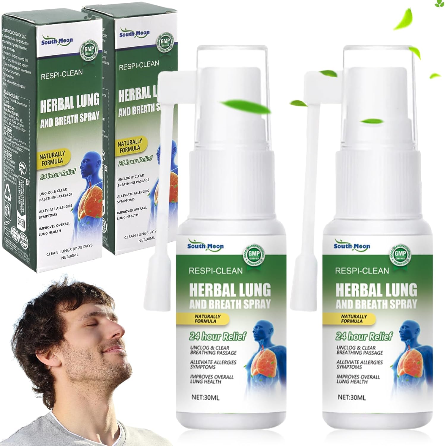 Herbal Lung Spray 2 Stück, Lungenreinigung Spray, Atementgiftendes ...