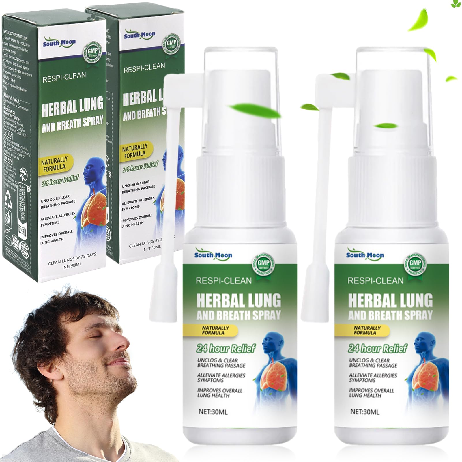 Herbal Lung Spray 2 Stück, Lungenreinigung Spray, Atementgiftendes ...