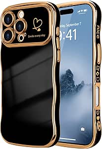 Amazon.com: LCHULLE for iPhone 16 Pro Case for Women Girls, Cute Wave Frame Curly Shape with ...