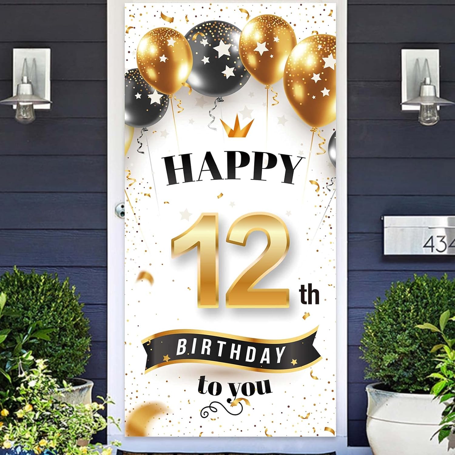 Amazon.com: Happy 12th Birthday White Photo Banner Backdrop Background ...