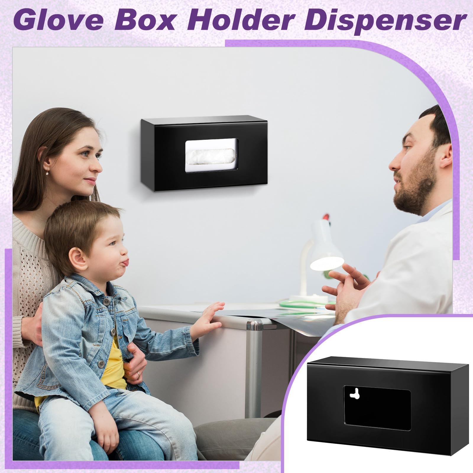 2 Pcs Black Glove Box Holder Acrylic Glove Dispenser Single Side Loaded ...