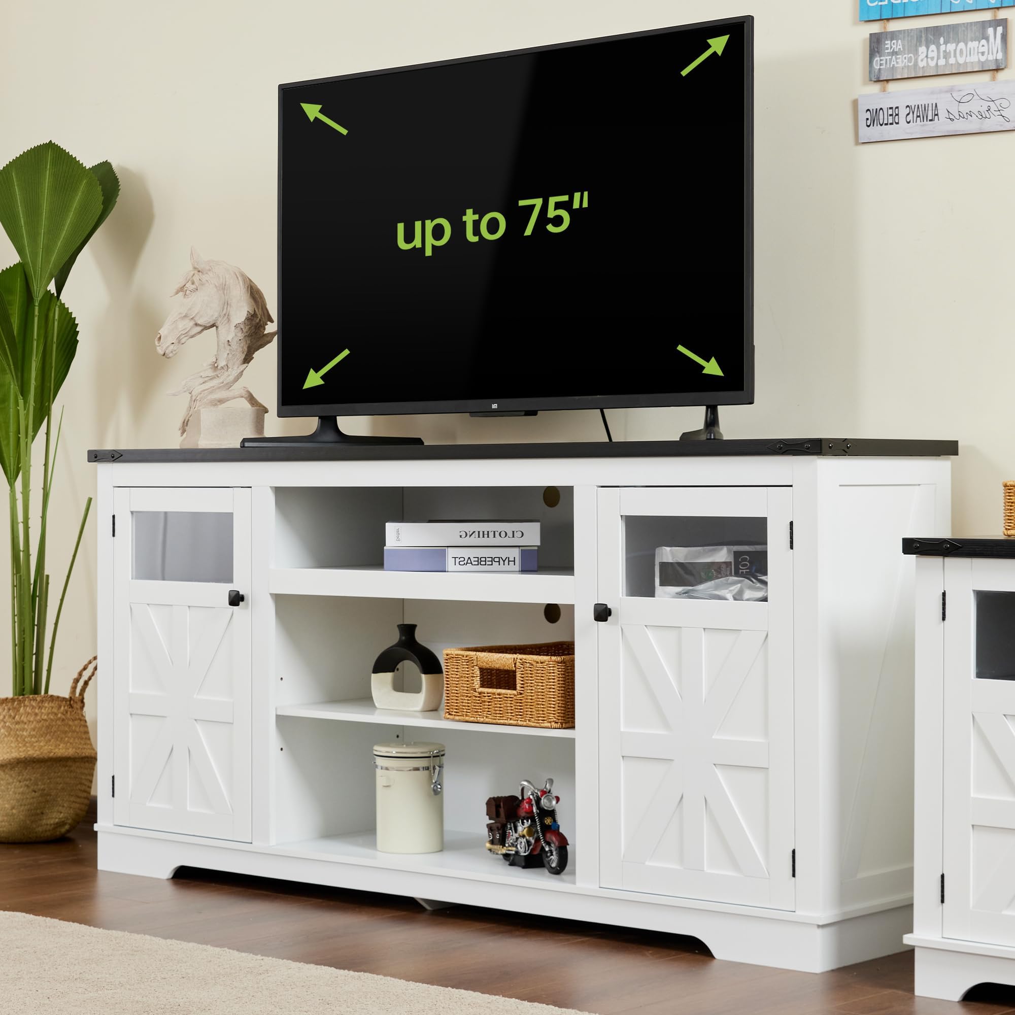 Amazon.com: Real Relax Farmhouse TV Stand Perfect for 65" TV Cabinet ...