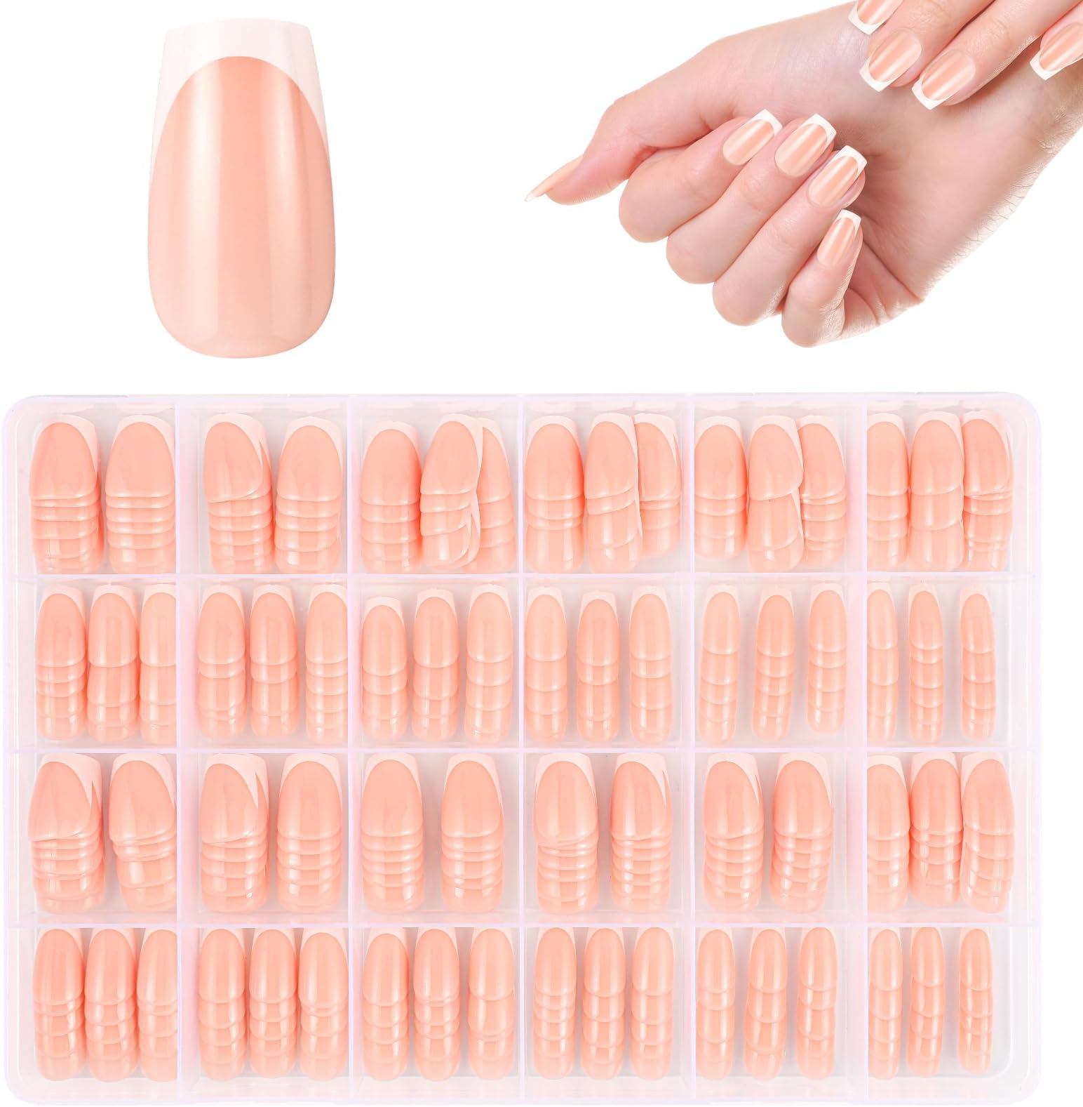 Amazon.com: Teenitor Press on Nails Short, Almond Press on Nails French ...