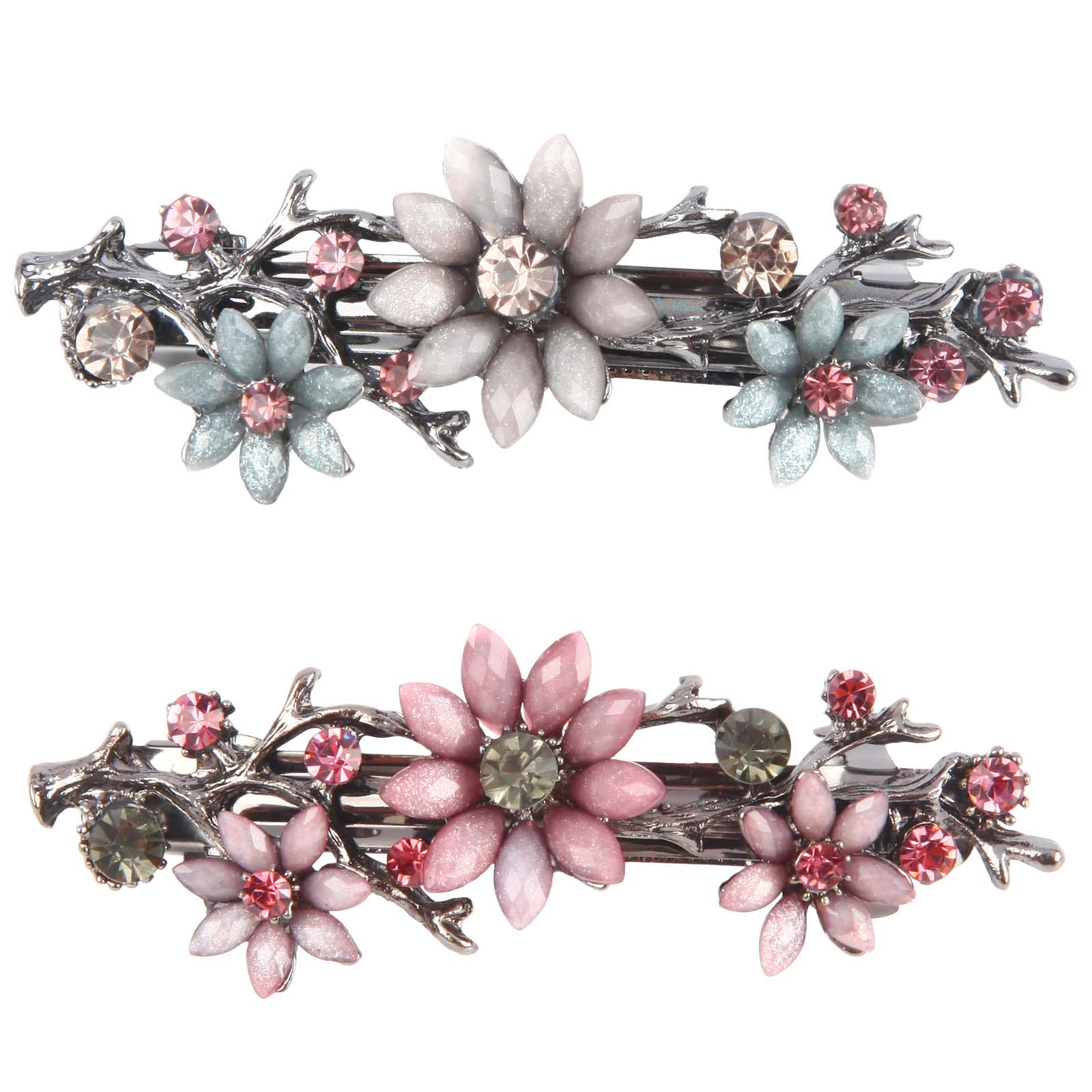 Pack of 2 Elegant Hair Clips for Women Girls, Glittering Fashion ...