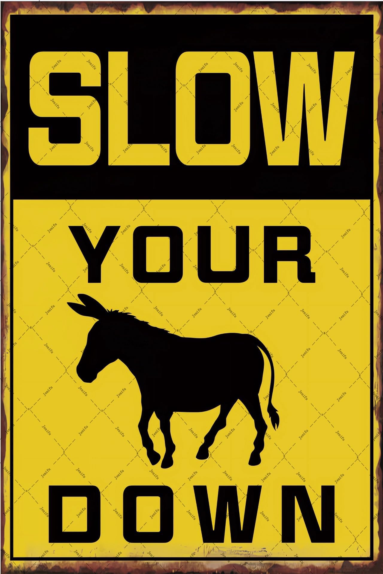 Amazon.com : Slow Your (Donkey Image) Down Sign - Durable Metal Slow ...
