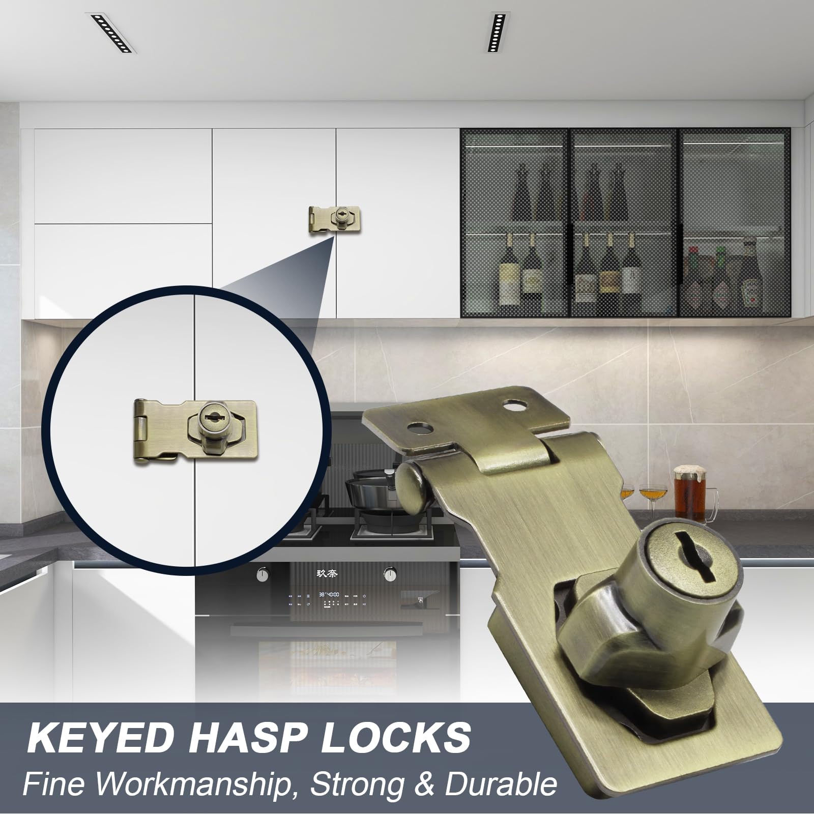 Snapklik.com : Kyuionty 2Pcs Keyed Hasp Locks 2.5 Inch Twist Knob Keyed ...