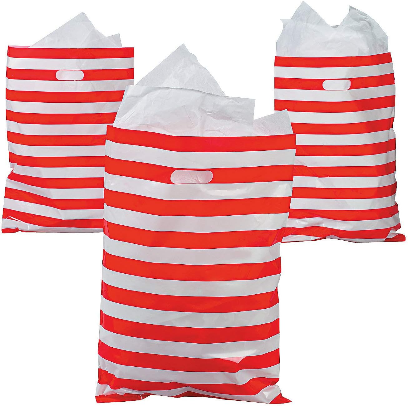 Amazon.com: Fun Express Huge Red and White Stripe Plastic Favor 17" x ...