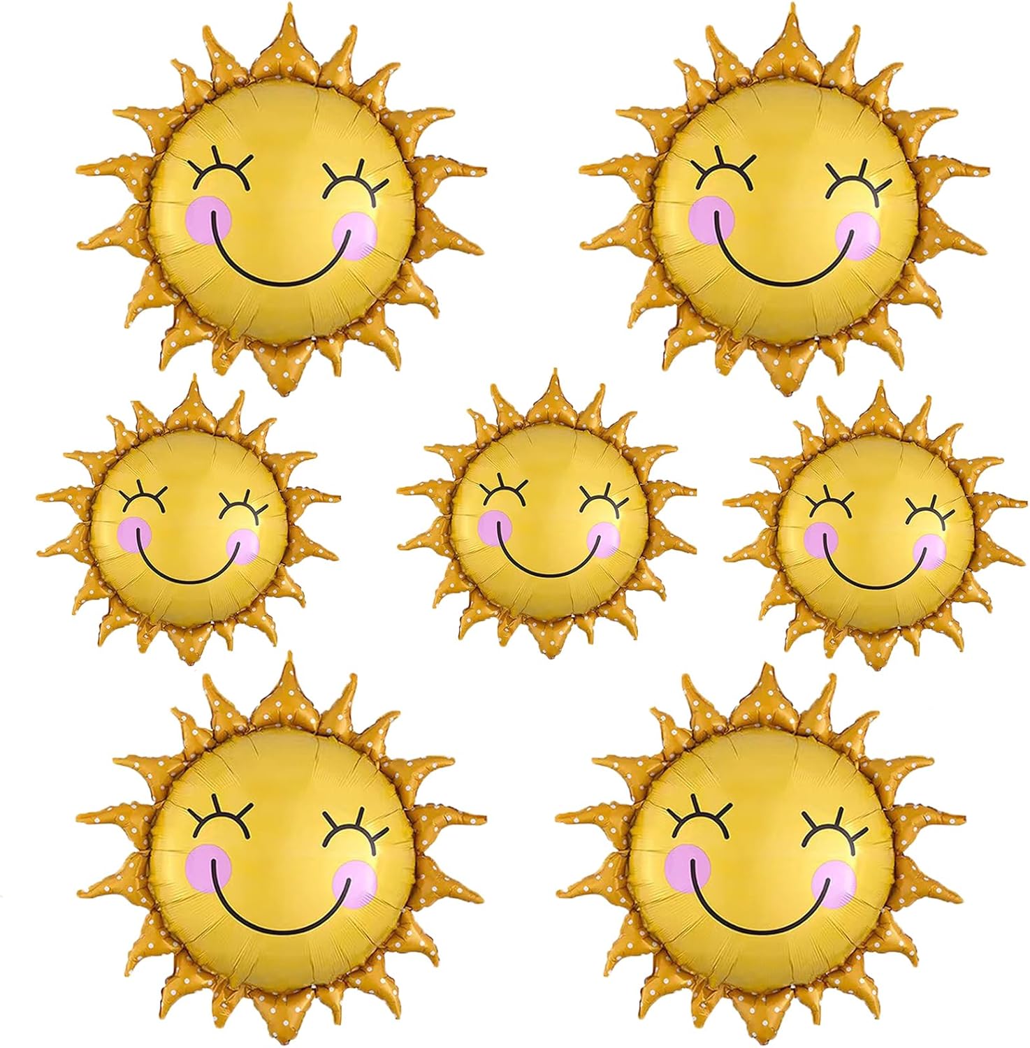 7PCS Sun Foil Balloons Sunshine Smile Mylar Balloons for Birthday ...