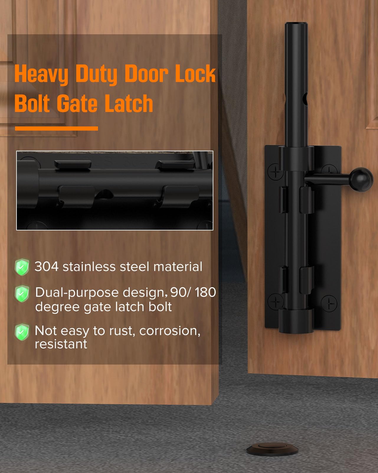 Snapklik.com : Barrel Bolt Latch, 6" Shed Door Latch, Heavy Duty Slide ...