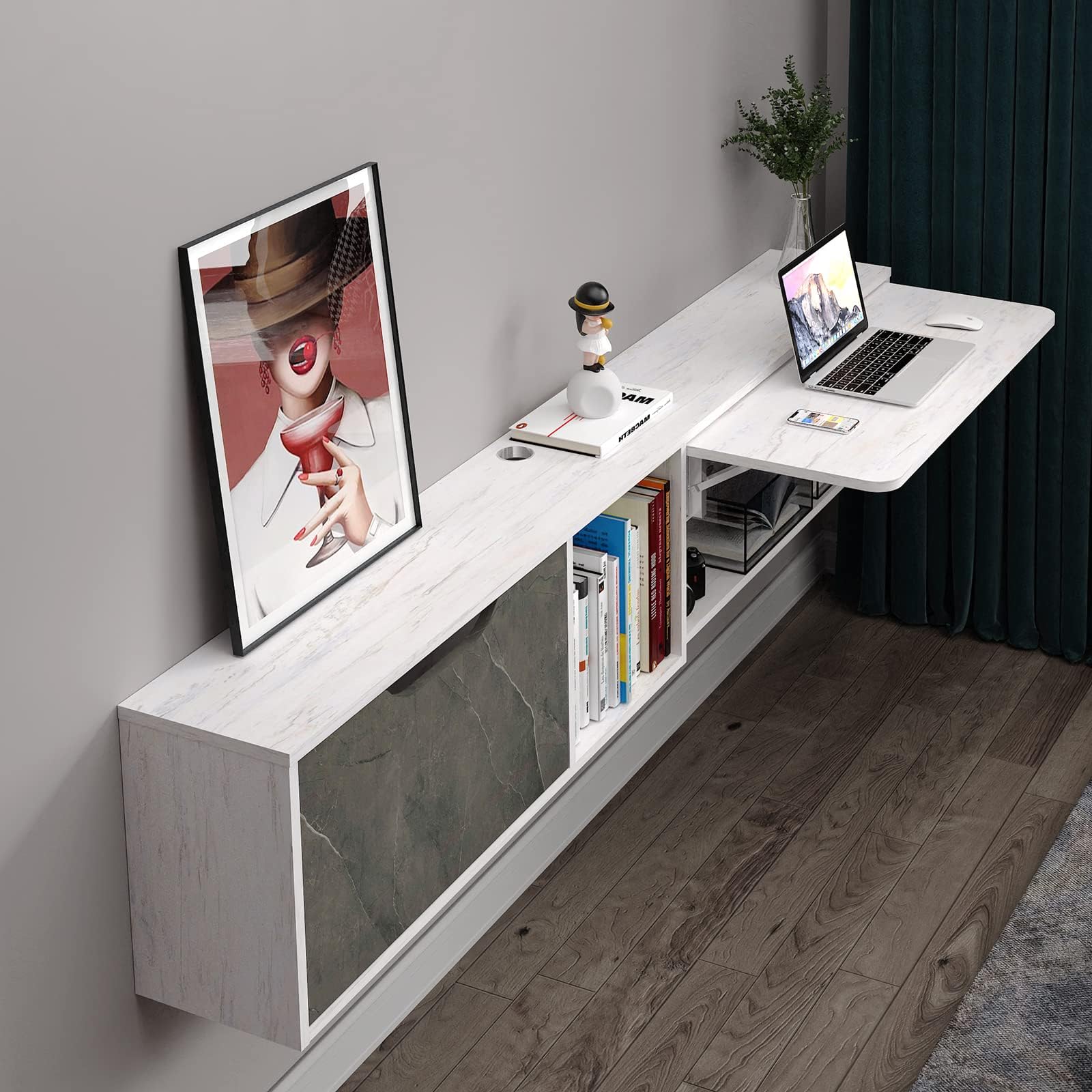 Amazon.com: Pemberly Row Console/Sliding Desk with Drawer and Riser in ...