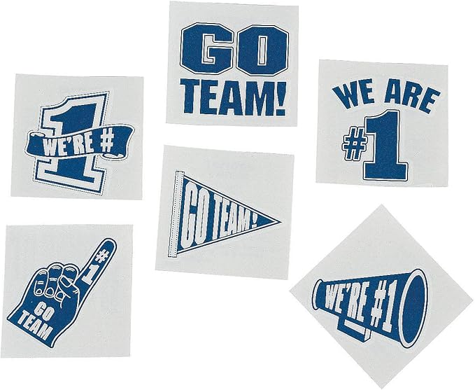Amazon.com : Fun Express Blue Go Team We are Number 1 Tattoos (Set of ...