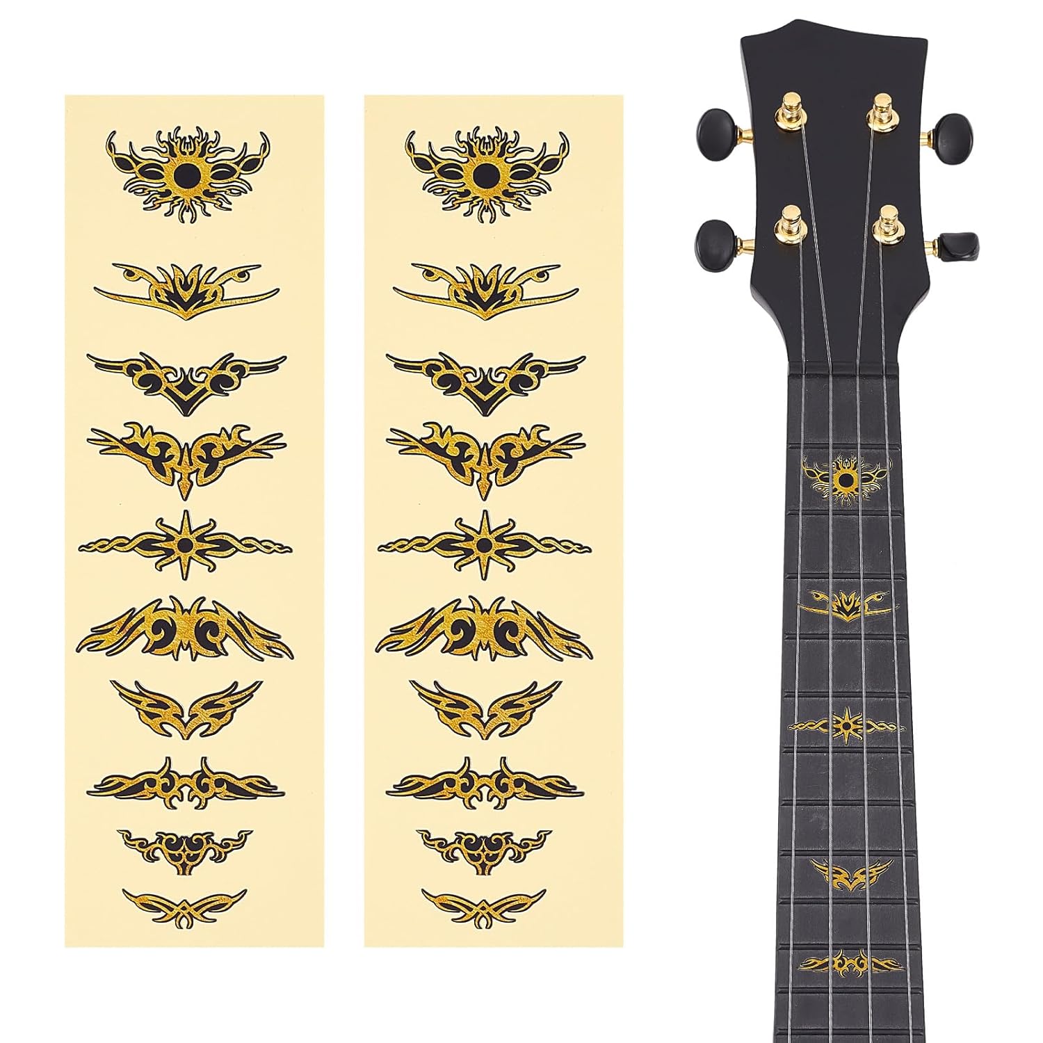 PLIGREAT 2 Pieces Guitar Neck Fretboard Stickers, Inlay Stickers Set ...