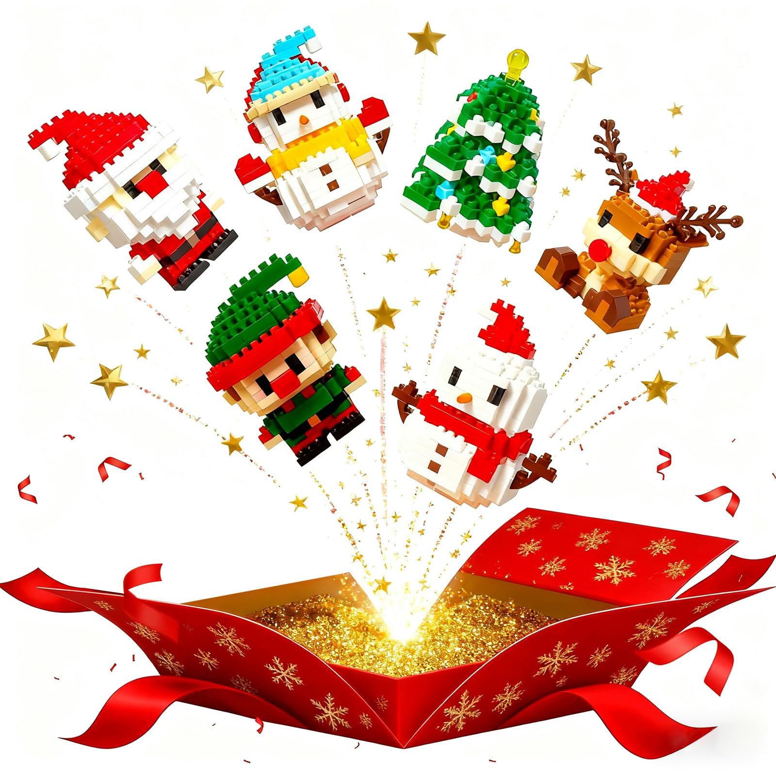 Lamvpiny Santa Claus Design Building Blocks Set, 6 Pack Christmas Theme ...