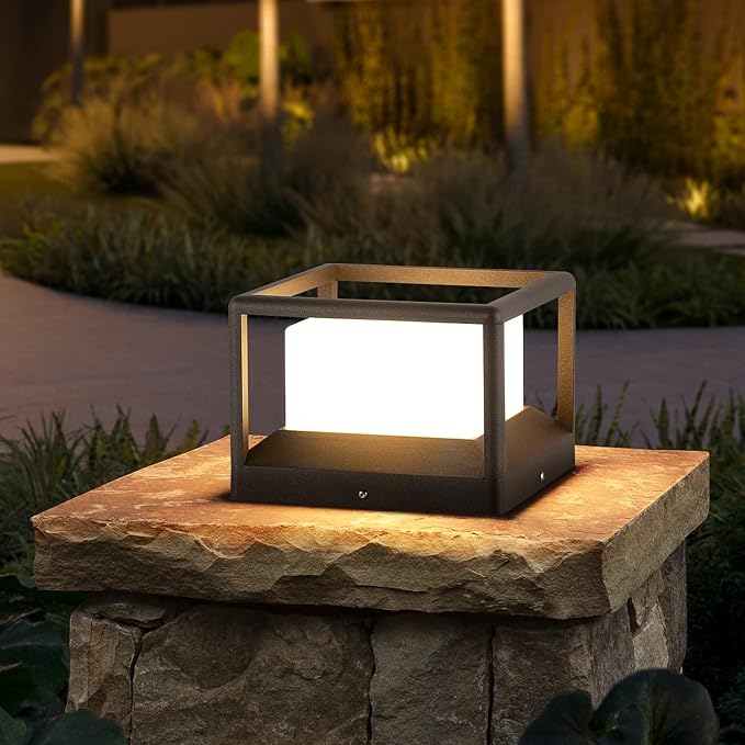 Outdoor Post Cap Light, MVBT Modern Medium-sized High Voltage Wired ...