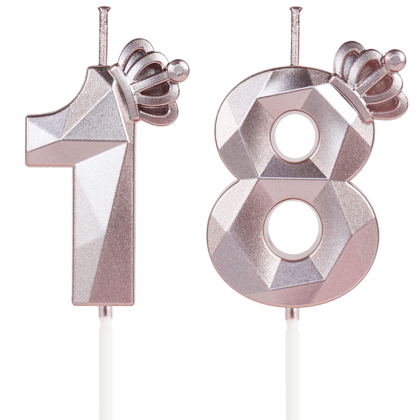 Yiran 3D Birthday Number Candle,Rose Gold 18th Birthday Candles with ...