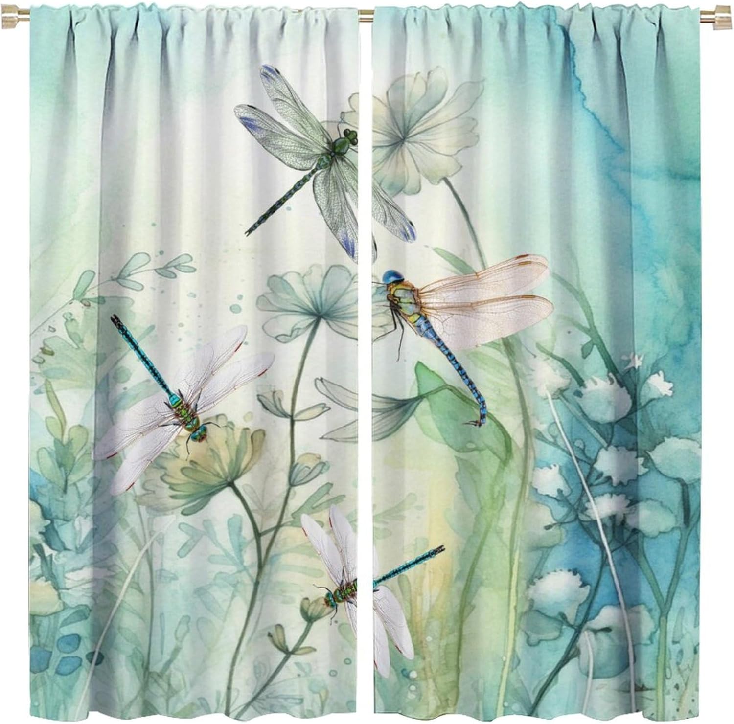 Amazon.com: Brebasf Watercolor Marble Pattern Dragonfly Florals ...