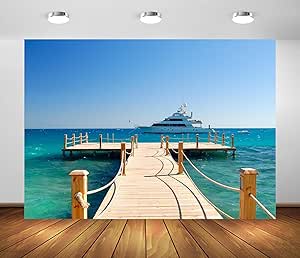 Amazon.com : BELECO 7x5ft Fabric Cruise Ship Backdrop Blue Sea Cruise ...