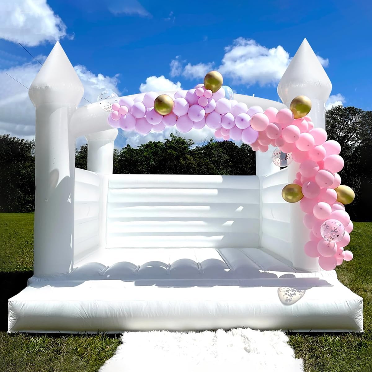 Amazon.com: Inflatable White Bounce House for Kids, 13X13FT PVC ...