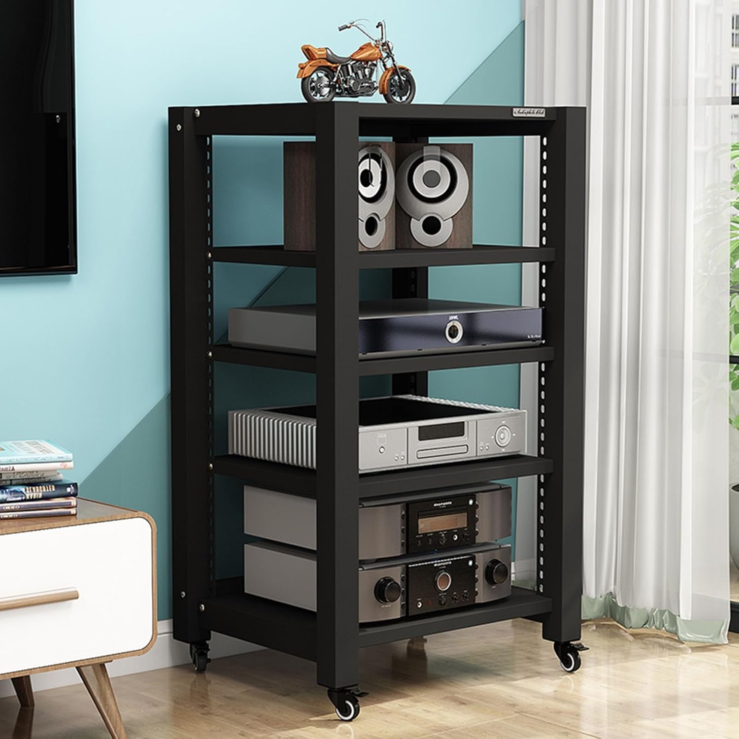 Multi-Tier Media Stand Corner Shelf Audio/Video Stand Stereo Component ...