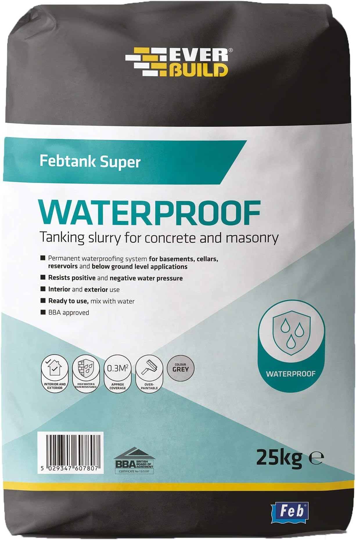 Everbuild Febtank Super Waterproof Tanking Slurry Coating for Concrete ...
