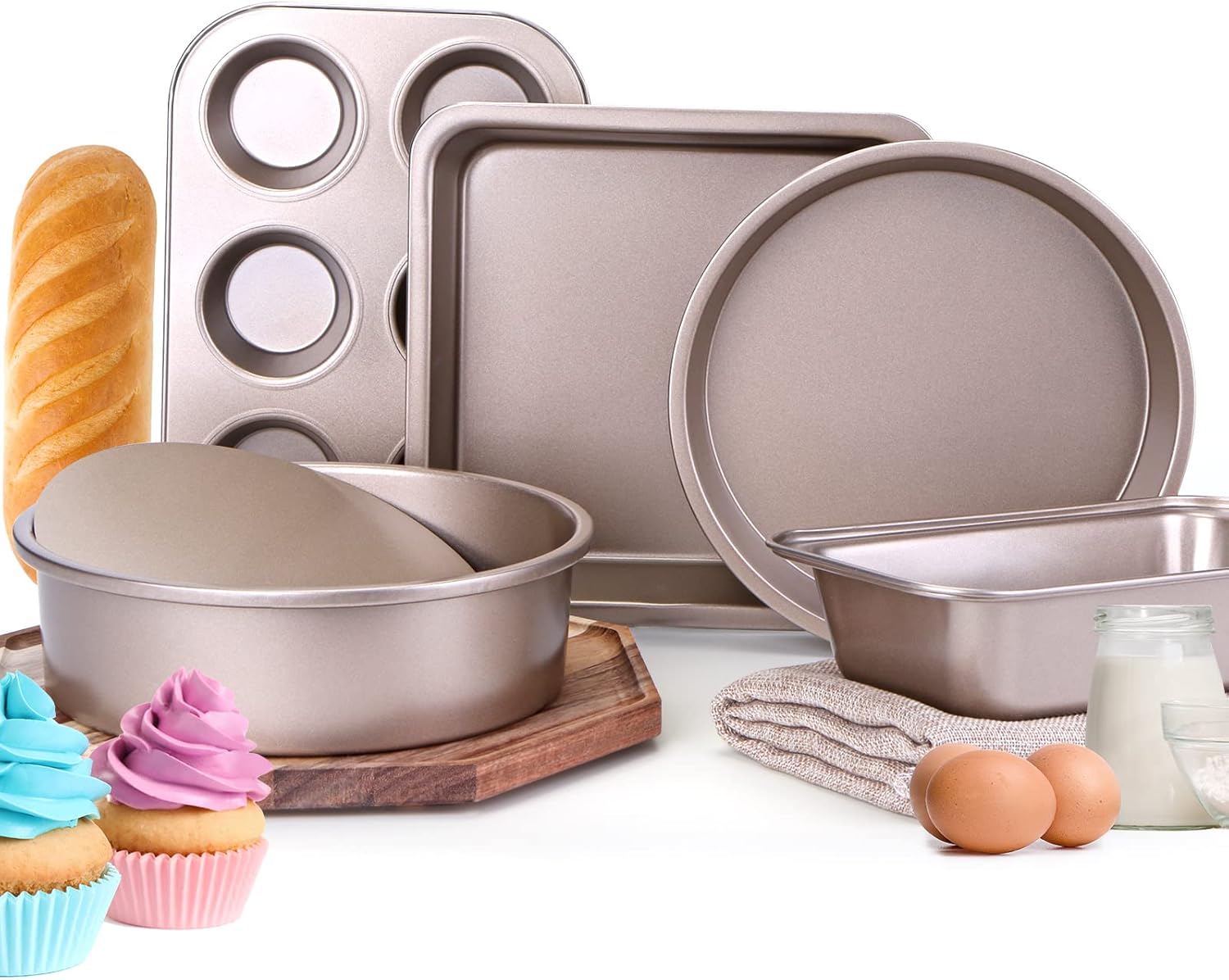 Amazon.com: Bakeware Sets, 5-Piece Nonstick Bakeware Set,cake pans set ...