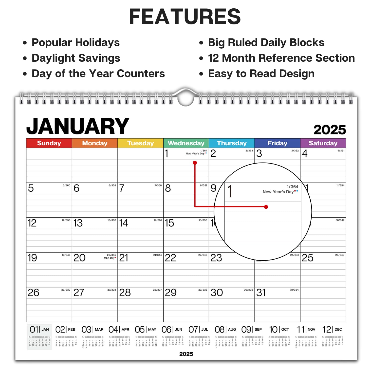 Snapklik.com : Dunwell Large 12x15 Wall Calendar 2025