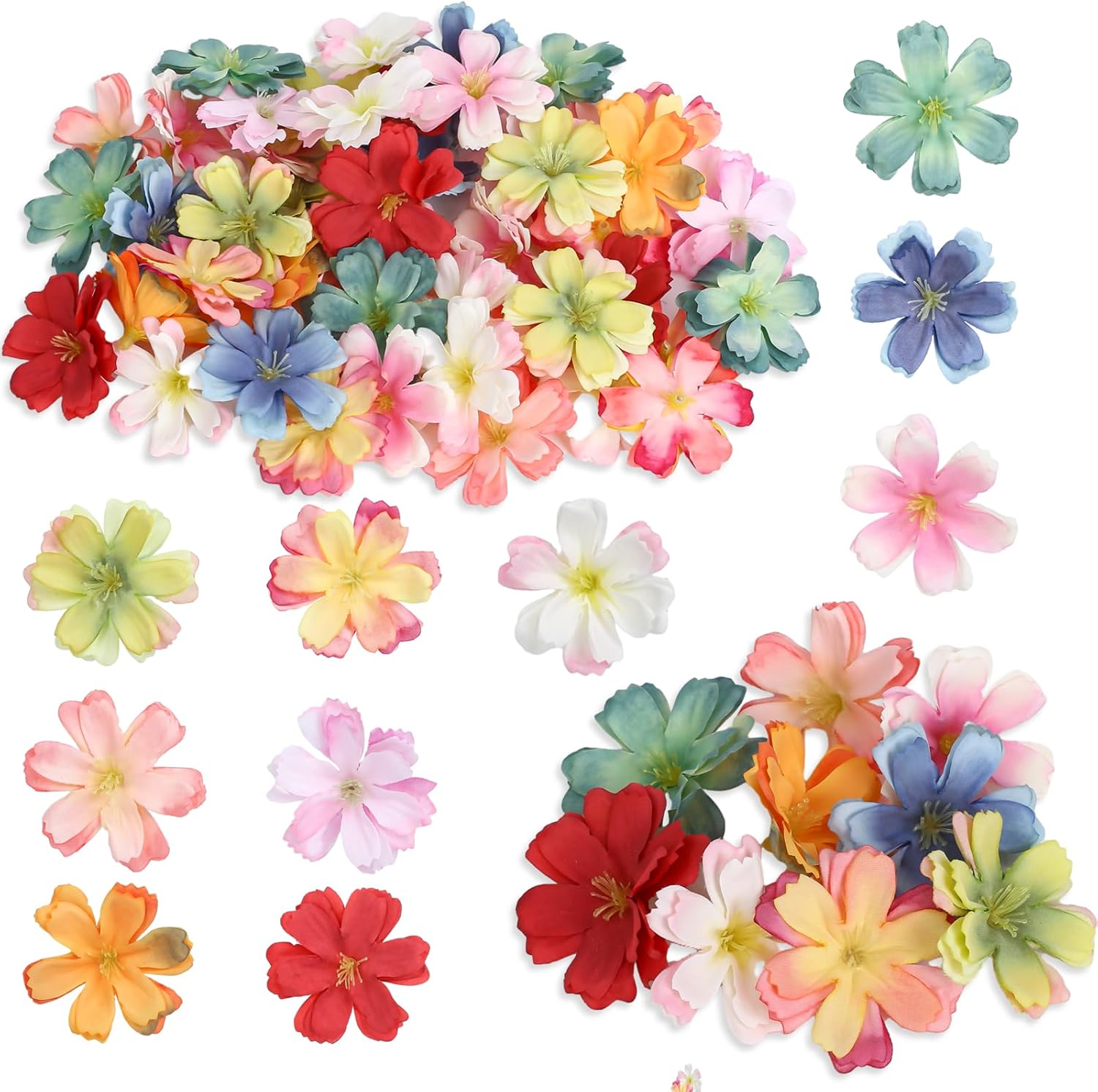 Amazon.com: 100 Pcs Faux Flower Heads Artificial Mini Flower Head ...